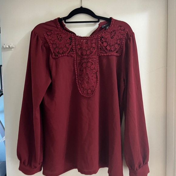 Halogen | Tops | Chiffon Top With Crocheted Detailing | Poshmark